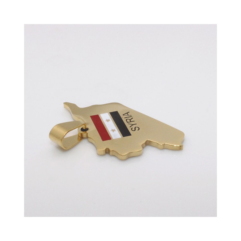 Syrien Karte Syrien Flagge Edelstahl Anhänger Halskette, Land Karte Schmuck