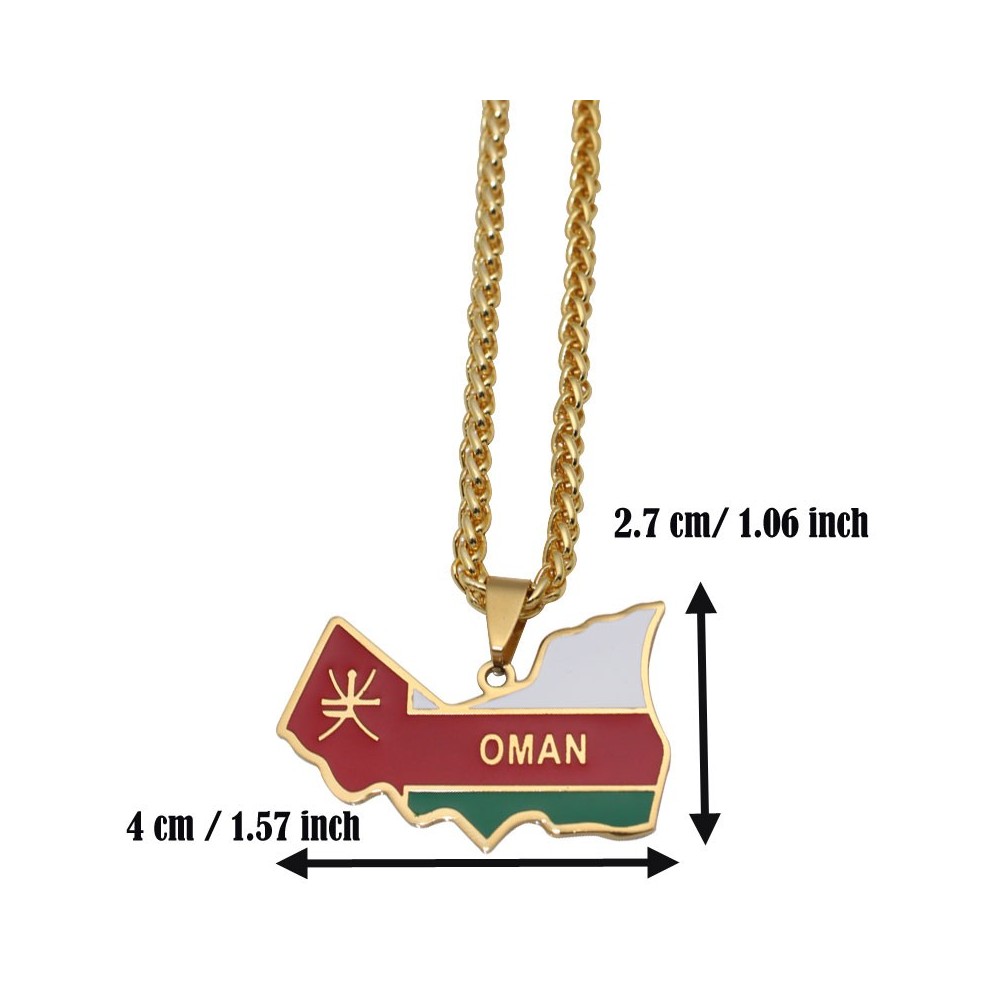OMAN Karte OMAN Flagge Nationalflagge Edelstahl Anhänger Halskette