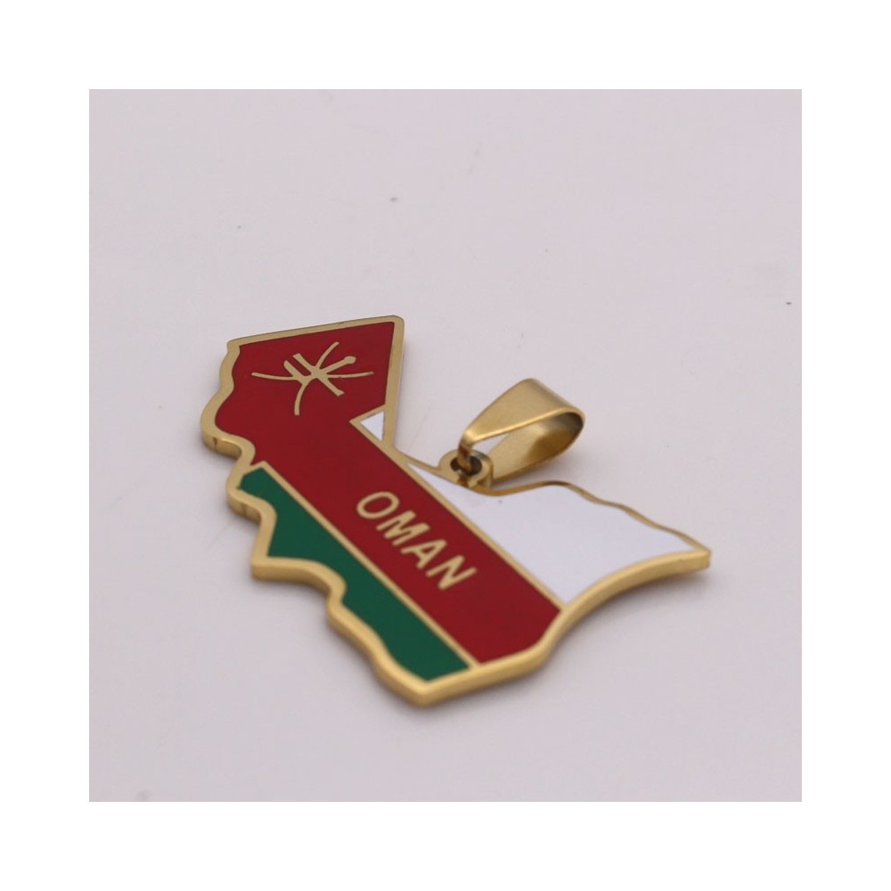 OMAN Karte OMAN Flagge Nationalflagge Edelstahl Anhänger Halskette
