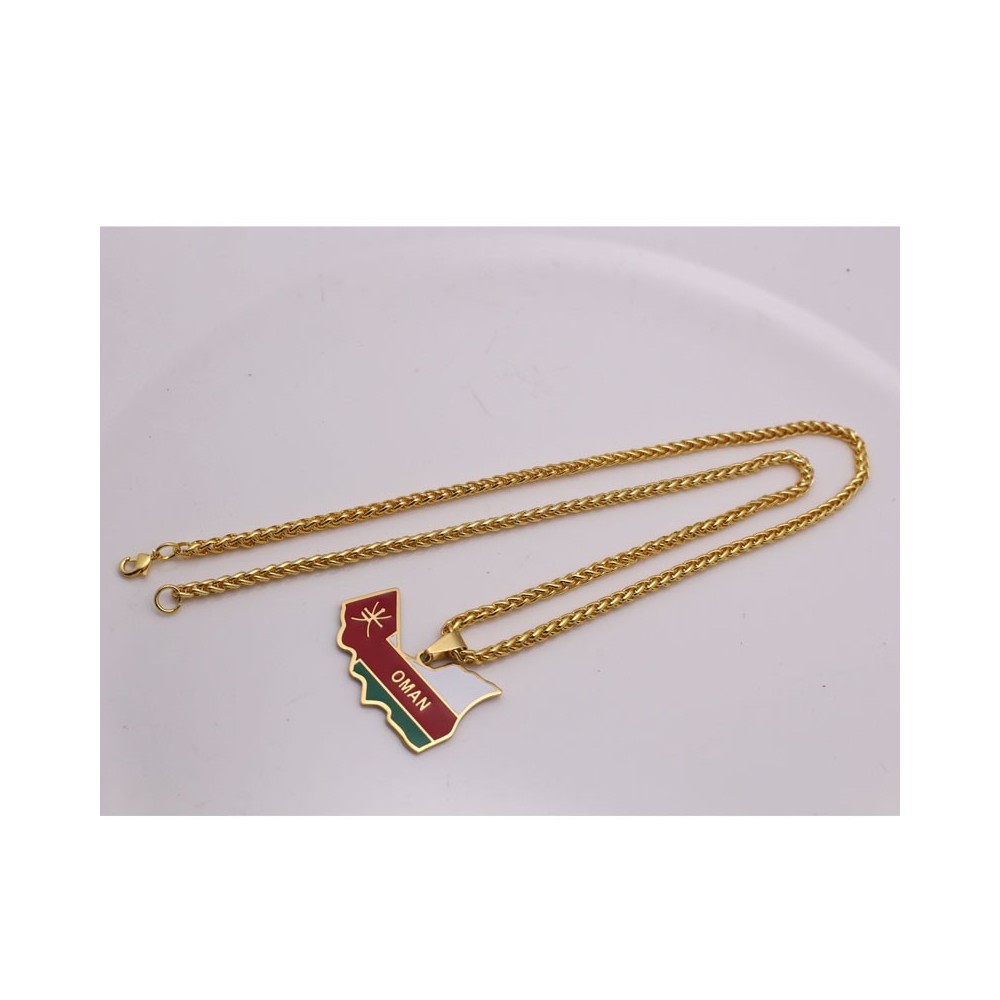 OMAN Karte OMAN Flagge Nationalflagge Edelstahl Anhänger Halskette